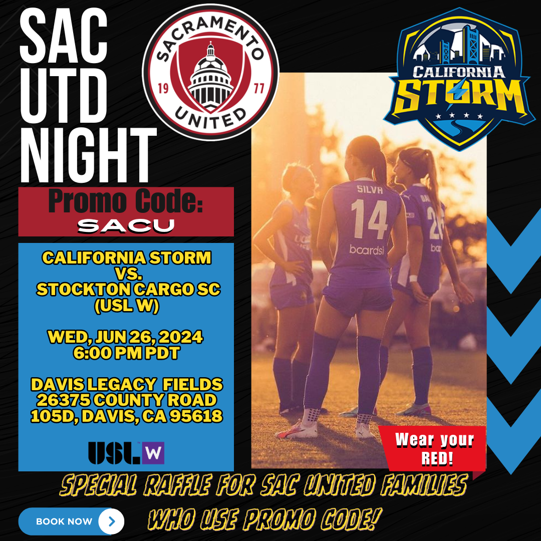 Sac United Night at California Storm vs. Stockton Cargo SC ...